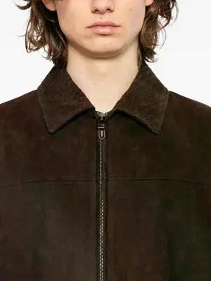 Canali Suede Zip Jacket - Brown