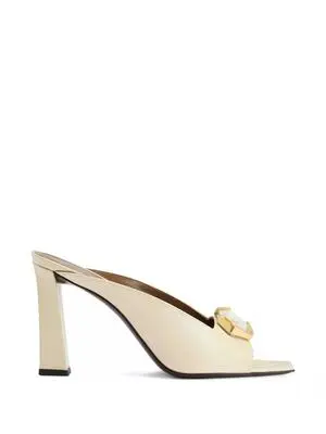 GIUSEPPE ZANOTTI Square-toe Sandals With Metal Brooches - Neutrals