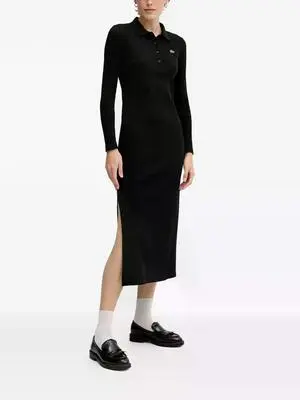 Lacoste Long-sleeved Ribbed Midi Dress