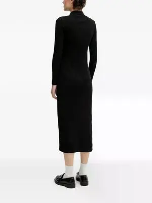 Lacoste Long-sleeved Ribbed Midi Dress