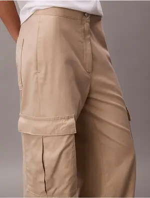 Calvin Klein Soft Twill Cargo Pants - White Pepper