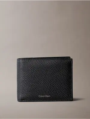 Calvin Klein Foil Embossed Logo Slim Trifold Wallet + Card Case - Black