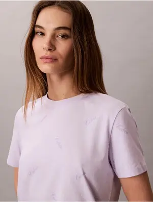 Calvin Klein Allover Script Logo Classic T-shirt - Island Lilac