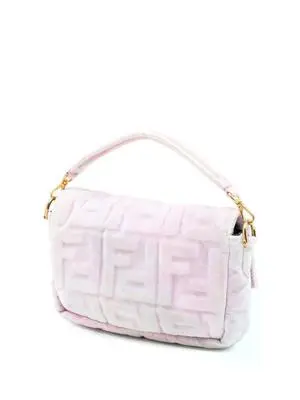 Fendi Mini Zucca Embossed Velvet Baguette Satchel