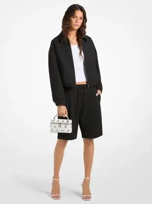 Michael Kors Stretch Wool Blend Twill Bomber Jacket