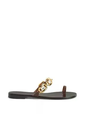 GIUSEPPE ZANOTTI Insomnya Crystal Flat Sandals - Brown