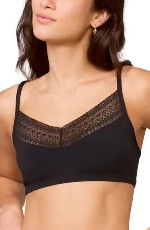 MONTELLE INTIMATES Bodybliss Lace Trim Bralette - Black