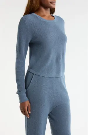Lunya Silkthermal Knit Crewneck Top - Harbor Indigo