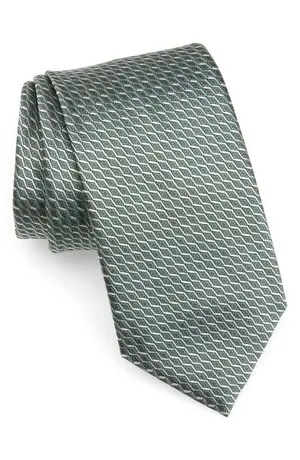 Brioni Geo Jacquard Silk Tie - Loden/lead