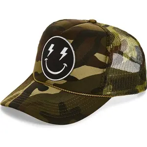 LOCAL BEACH Bolt Smiley Face Trucker Hat - Camo