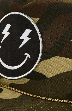 LOCAL BEACH Bolt Smiley Face Trucker Hat - Camo