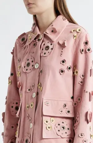 Marni Floral Appliqué Suede Cargo Jacket