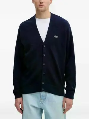 Lacoste Button-front Cardigan With Crocodile Embroidery