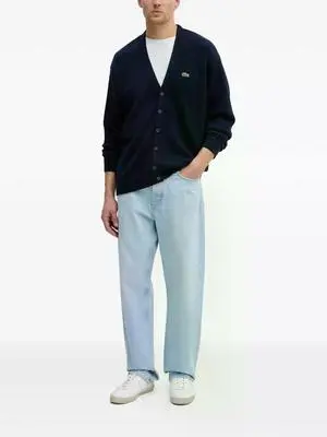 Lacoste Button-front Cardigan With Crocodile Embroidery