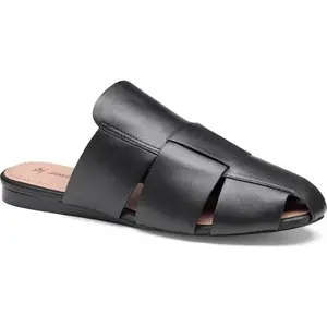 Johnston & Murphy Claire Leather Fisherman Mule Sandal - Black Nappa Leather