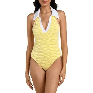La Blanca Prep V-neck One-piece Swimsuit - Soleil