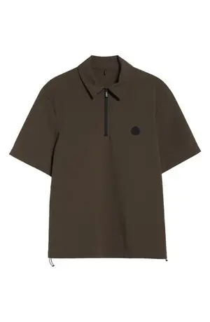 Moncler Logo Patch Quarter Zip Polo - Peat