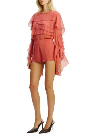 Bardot Carson Ruffle Chiffon Romper