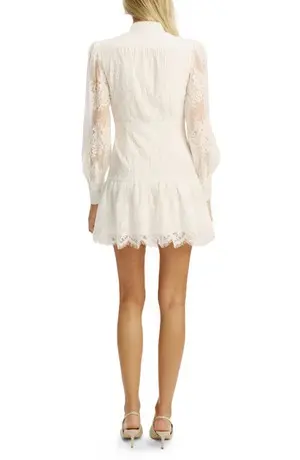 Bardot Olessia Long Sleeve Lace Mini Dress - Ivory