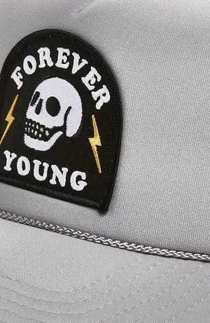 LOCAL BEACH Forever Young Patch Trucker Hat - Gray