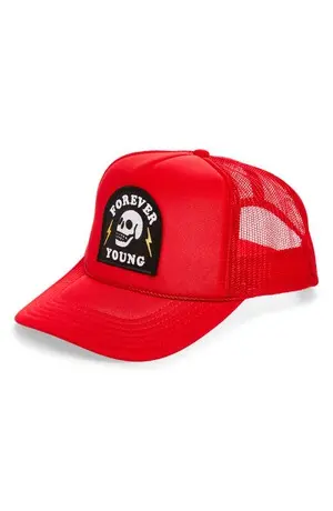 LOCAL BEACH Forever Young Patch Trucker Hat Red