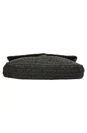 Saint Laurent Large Cassandre Raffia Envelope Clutch - Noir