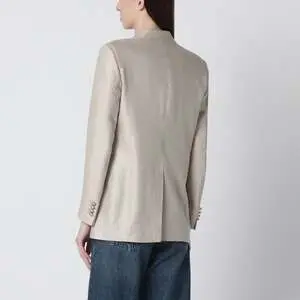 Tagliatore Silk Double-breasted Jacket - Beige