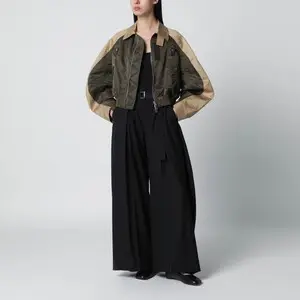 Sacai Wide Leg Wool Blend Trousers