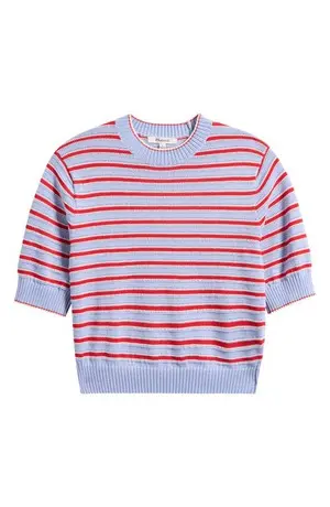 Madewell Textural Stitch Striped Crewneck Sweater