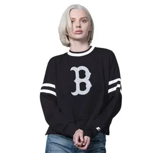 STARTER Boston Red Sox Rally Cropped Drop Shoulder Crewneck Sweatshirt