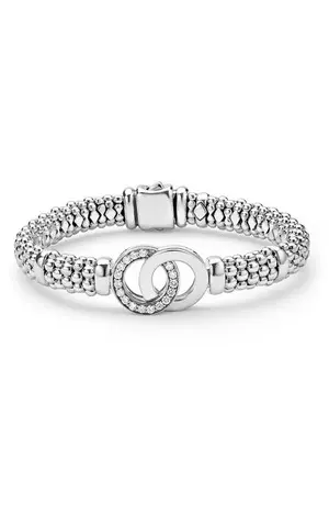 Lagos Signature Caviar Interlocking Diamond Bracelet - Silver