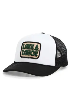 LOCAL BEACH Lake Tahoe Embroidered Trucker Hat - Black/white