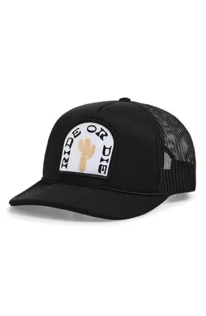 LOCAL BEACH Ride Or Die Patch Trucker Hat - Black