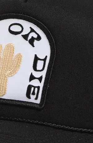 LOCAL BEACH Ride Or Die Patch Trucker Hat - Black