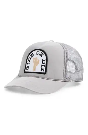 LOCAL BEACH Ride Or Die Patch Trucker Hat - Gray