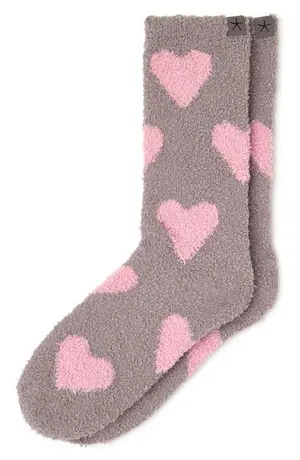 Barefoot Dreams CozyChic Heart Crew Socks Beach Rock-bloom