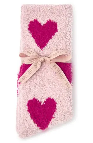 Barefoot Dreams Cozychic Heart Crew Socks - Dusty Rose-cherry