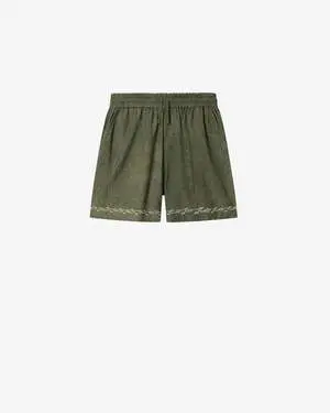 Isabel Marant Zilan Embroidered Cotton Gauze Shorts - Light Khaki