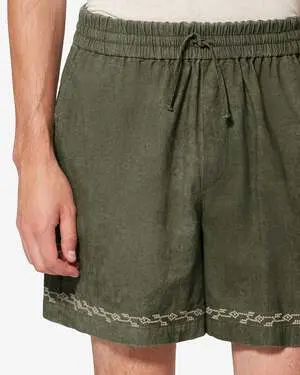 Isabel Marant Zilan Embroidered Cotton Gauze Shorts - Light Khaki