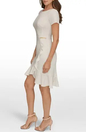 Donna Karan New York Ruffle Detail Dress - Cream
