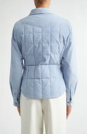 Moncler Nangy Quilted Down Shirt Jacket - Light Blue