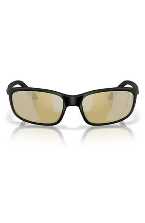 COSTA DEL MAR Brine Ii 59mm Polarized Rectangular Sunglasses - Black/sunrise Silver 580g