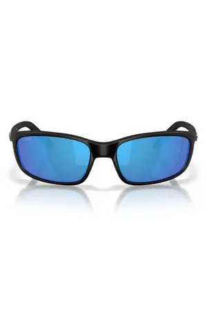 COSTA DEL MAR Brine Ii 59mm Polarized Rectangular Sunglasses - Matte Black/blue Mirror 580g