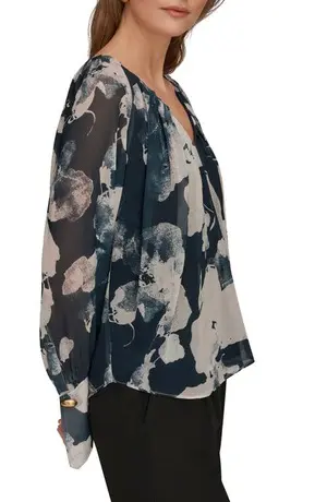 Donna Karan New York Printed Long Sleeve Top - Nightfall Multi