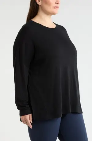 Zella Ease Up Rib Oversize T-shirt - Black
