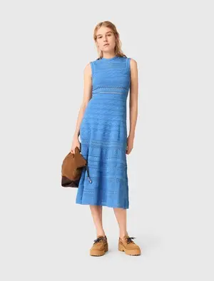 Maje Pointelle Knit Maxi Dress