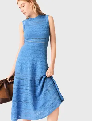 Maje Pointelle Knit Maxi Dress