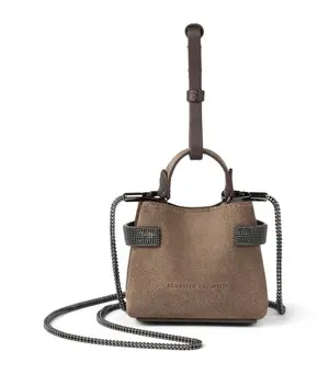 Brunello Cucinelli Small Suede Top-handle Bag - Brown