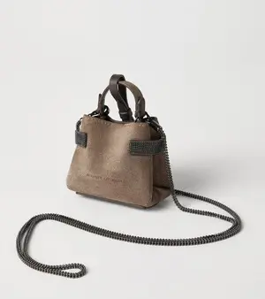 Brunello Cucinelli Small Suede Top-handle Bag - Brown