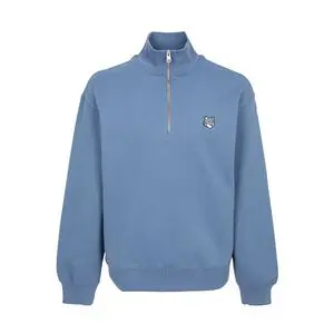 Maison Kitsuné Fox Head Half Zip Up Sweatshirt - Blue